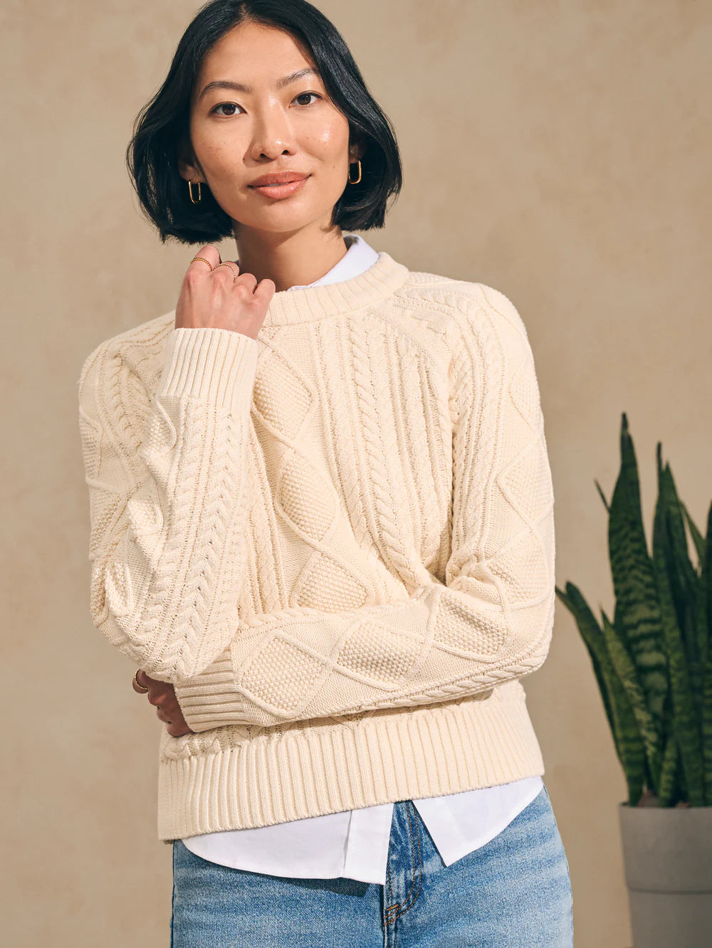 Sunwashed Cable Crew Sweater – Peachy Lady